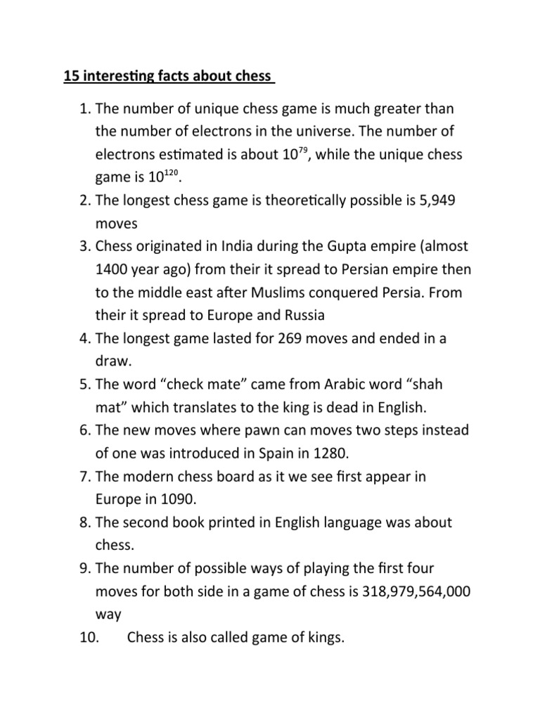 15 Interesting Facts About Chess | PDF