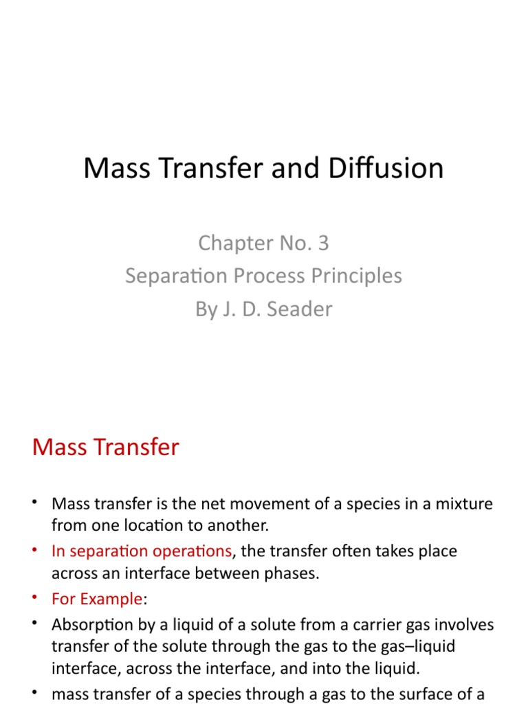 Mass Transfer and Diffusion (Part 1) | PDF | Diffusion | Flux