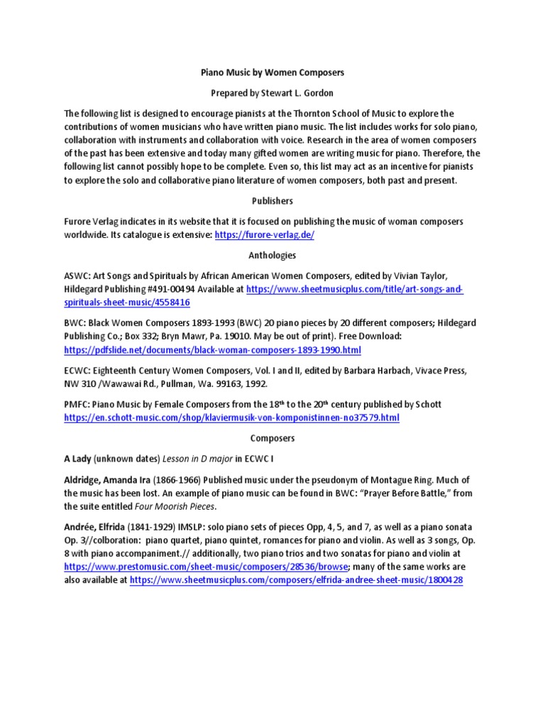 Piano Music by Women Composers | PDF | Chamber Music | Sonata