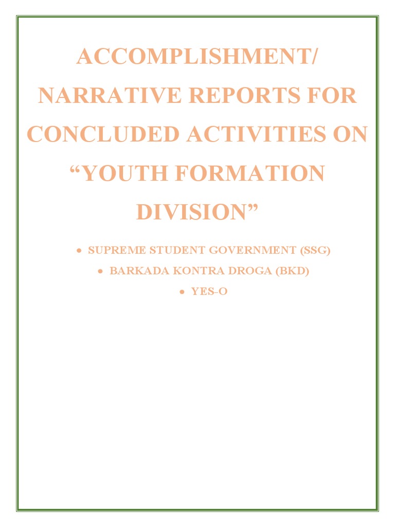 Accomplishment Narrative Reports Yfd | PDF