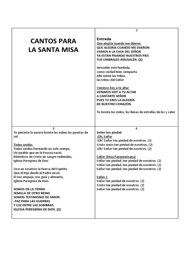 Cantos para La Misa Imprimir | PDF | Misa (liturgia) | Cristo (título)