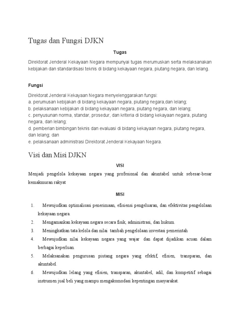 Tugas dan Fungsi DJKN Terbaru | PDF | Pengelolaan Keuangan & Uang | Hukum