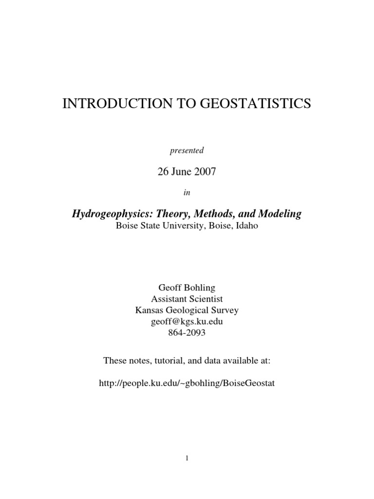 Intro To Geostatistics | PDF | Covariance Matrix | Variance