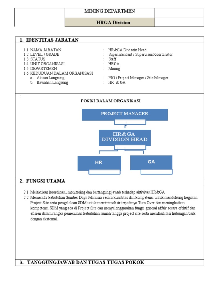 Tugas dan Tanggung Jawab Head HRGA | PDF | Teknologi & Rekayasa
