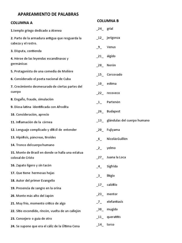 Apareamiento de Palabras Ericka Diaz y Diana Potosi | PDF