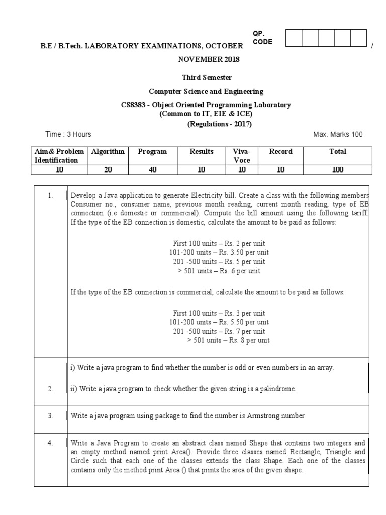 Ime: 3 Hours Max. Marks 100: QP. Code | PDF | Class (Computer Programming) | Computer File
