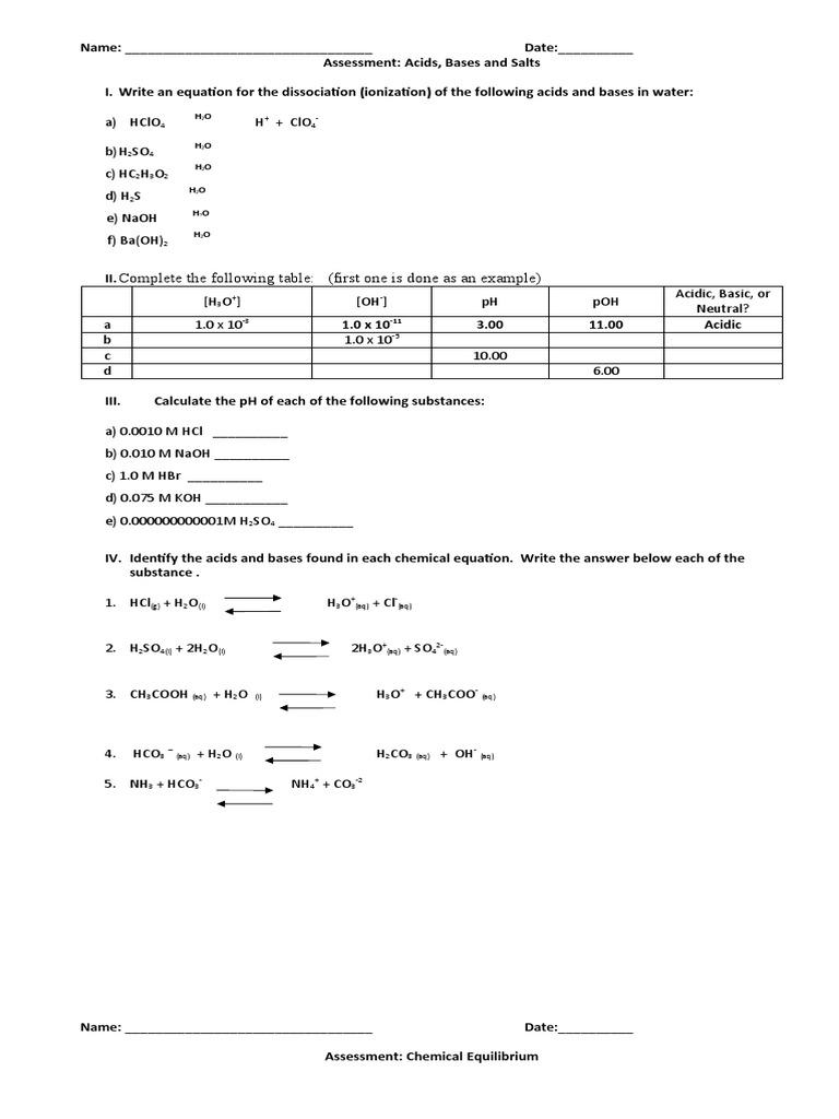 Assessment Acids Bases | PDF | Materials | Chemistry