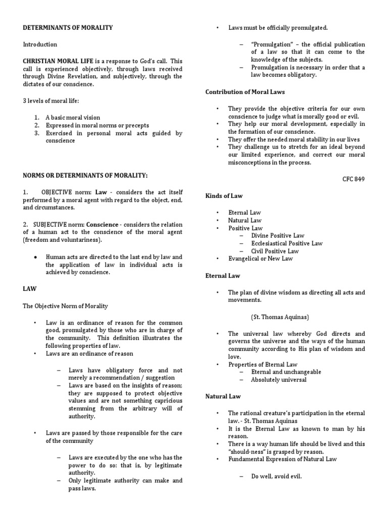 Determinants of Morality | PDF | Conscience | Thomas Aquinas