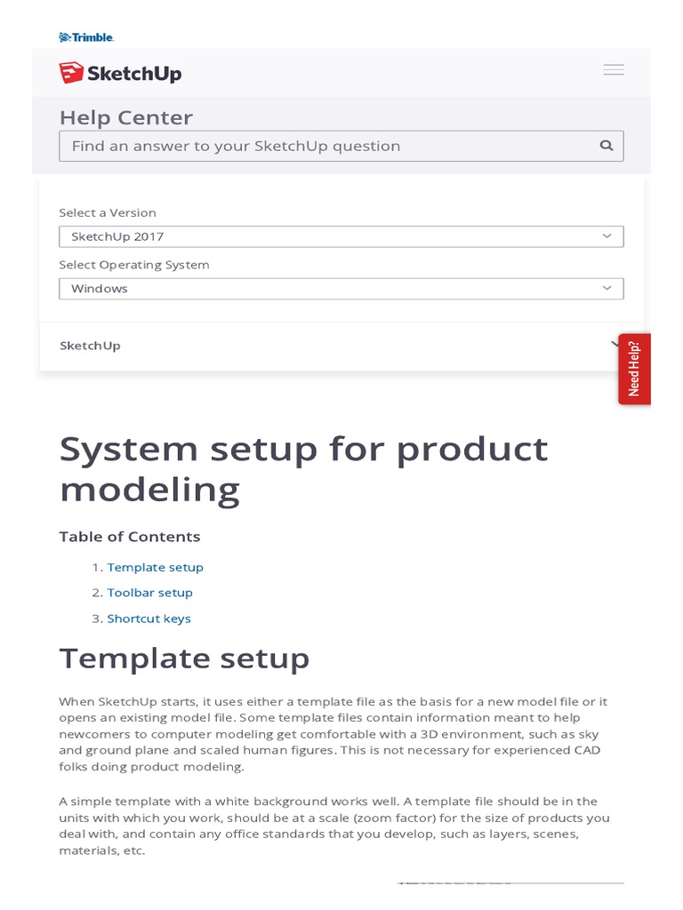 System Setup For Product Modeling - SketchUp Help | PDF | Teaching ...