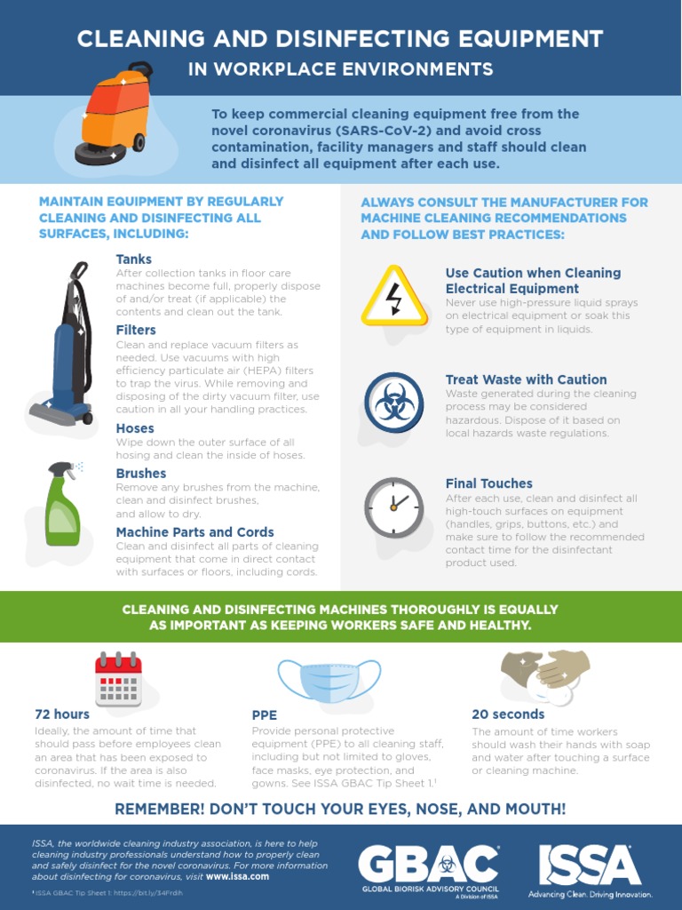 Cleaning and Disinfecting Equipment In-Workplace | PDF | Personal ...