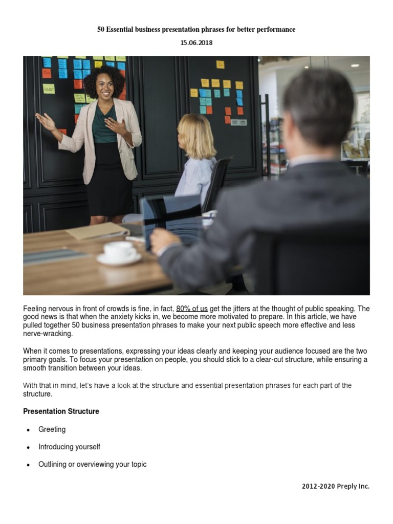 50 Essential Business Presentation Phrases For Better Performance | PDF ...
