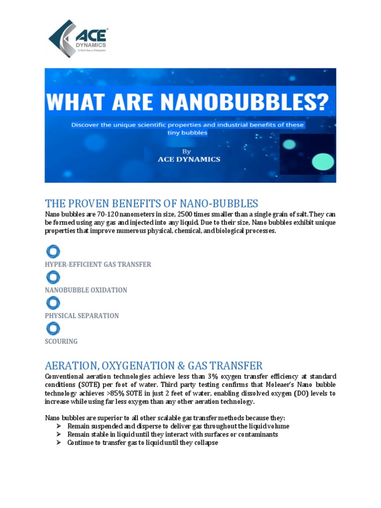 The Unique Properties and Wide-Ranging Applications of Nano-Bubbles in ...