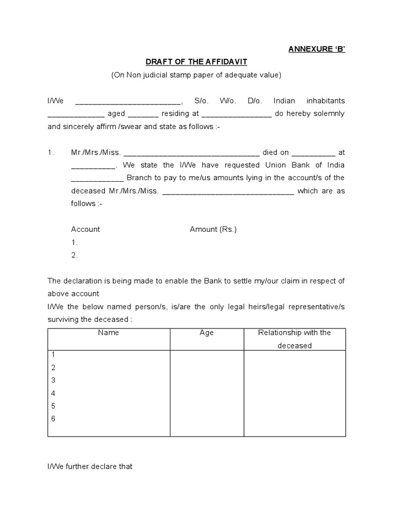 Annexure B' Draft of The Affidavit | PDF