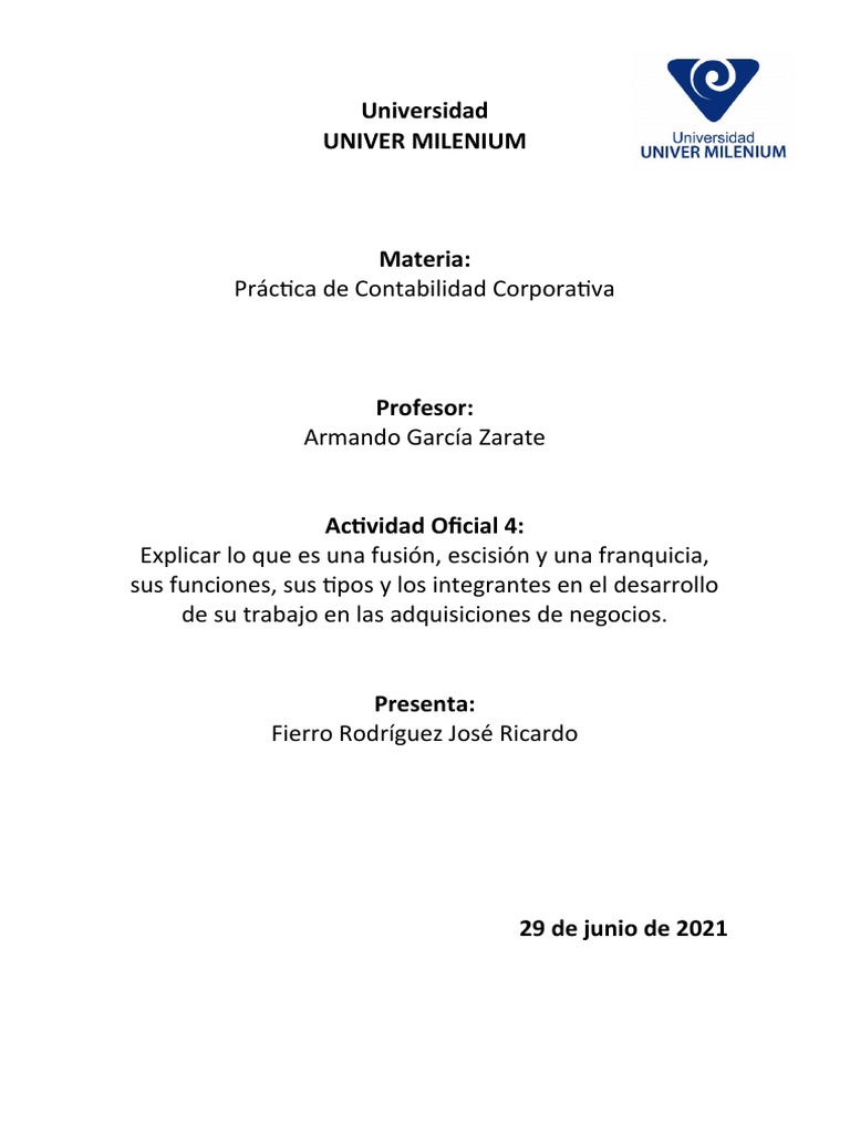 Act PCC4 JRFR | PDF | Franquiciamiento | Marketing