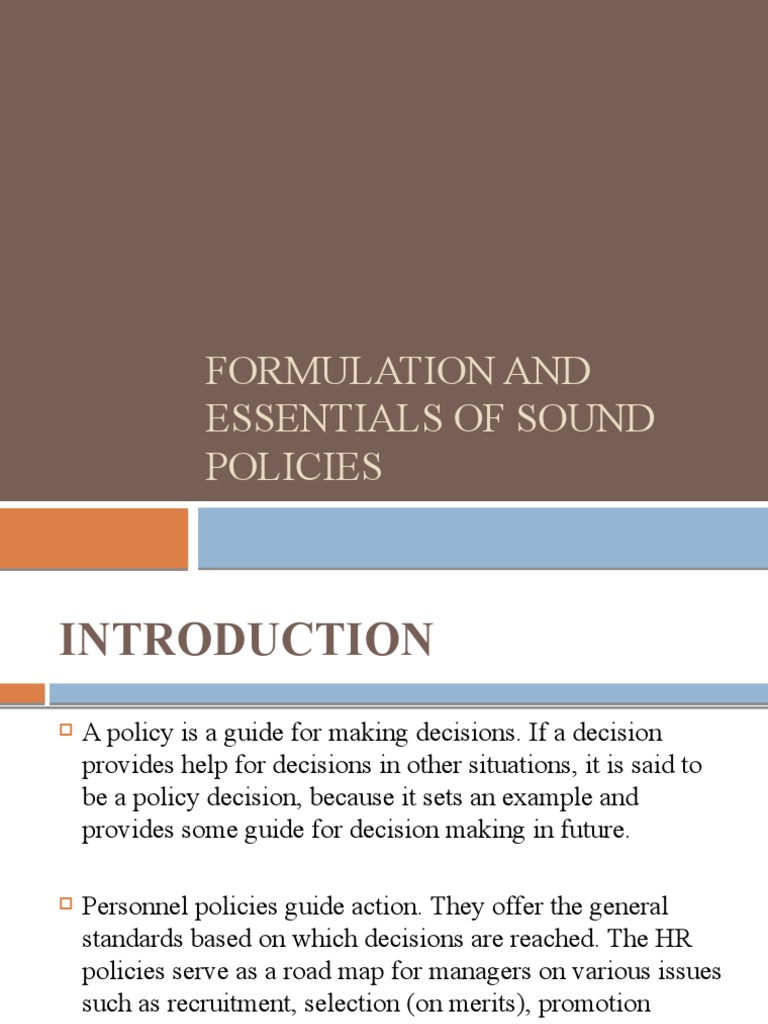 U2 Formulation & Essentials of Sound Policies | PDF
