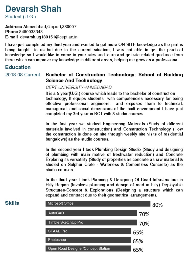 Devarsh Shah CV | PDF | Engineering | Learning