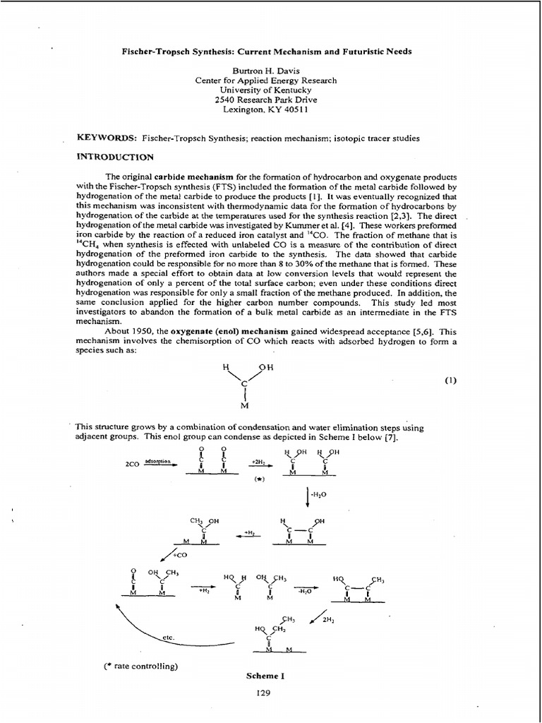 Fischer Tropsch Reaction Mechanism | PDF | Exhaust Gas | Gasoline