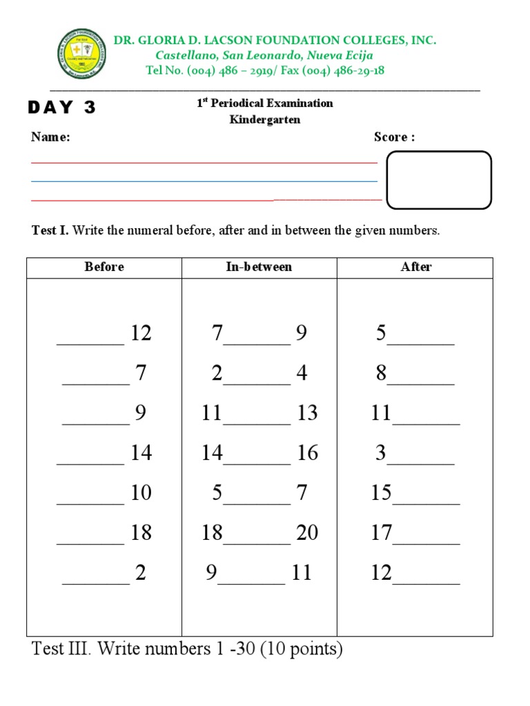 Kindergarten 1st Periodical Exam Template | PDF