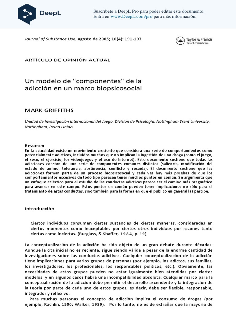 Griffiths-2005-Addiction-Components ES | PDF | Despachador de drogas ...