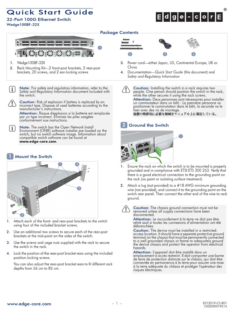 Quick Start Guide: 32-Port 100G Ethernet Switch Package Contents | PDF ...