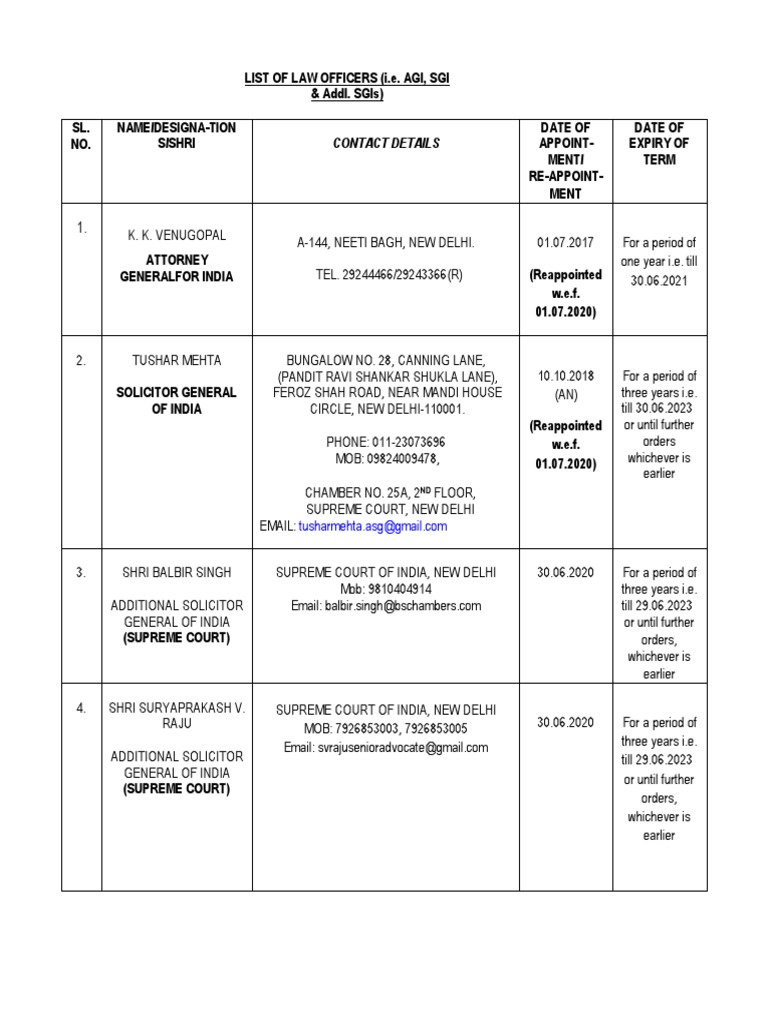 List of Generals | PDF | Judiciaries | Government Of India