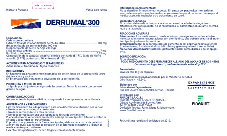 Derrumal 300: Usos y Contraindicaciones | PDF | Medicamentos con receta ...