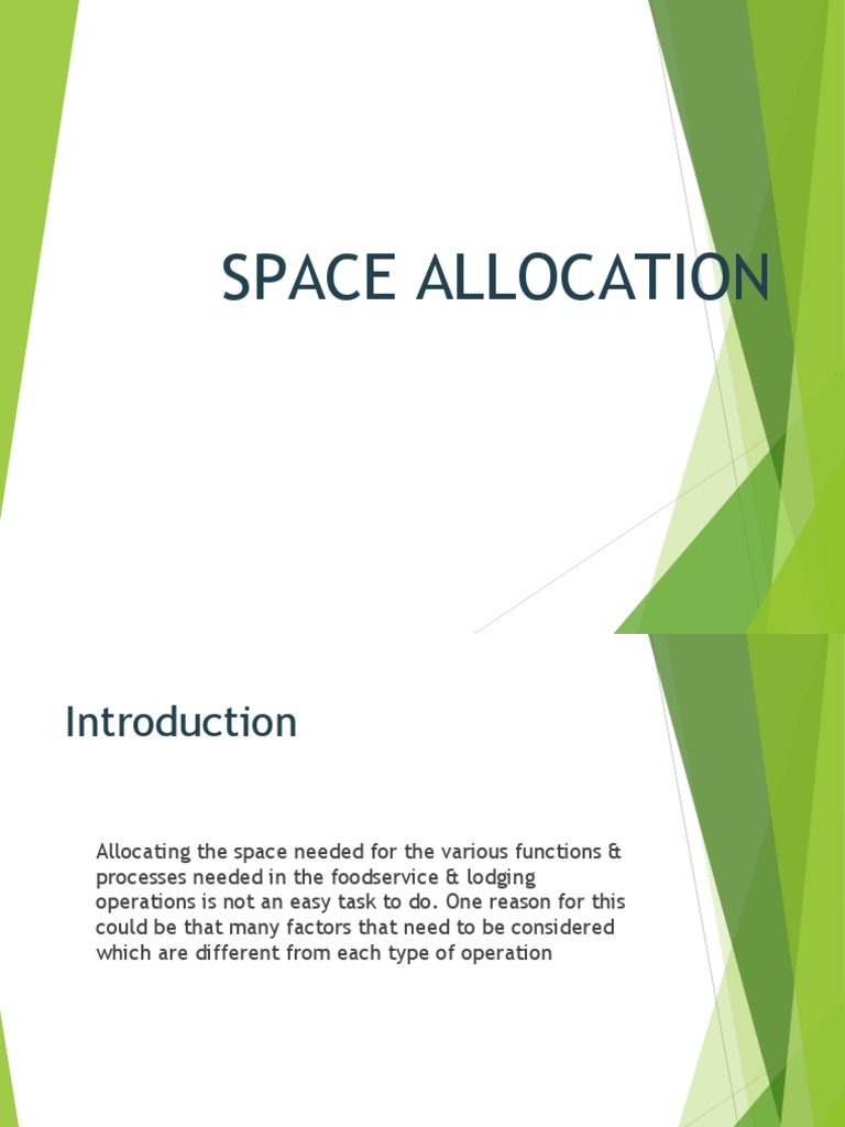 Chapter 7 Space Allocation | PDF | Foodservice | Cafeteria