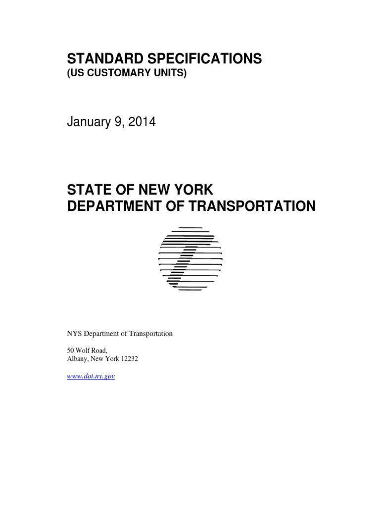 Standard Specification - State of New York Department of Transportation ...