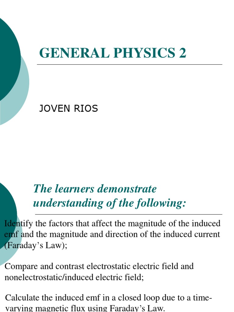Magnetic Induction and Faradays Law in General Physics 2 | PDF ...