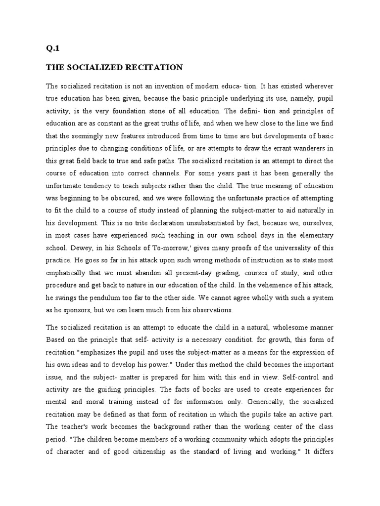 An Analysis of the Socialized Recitation Method: Emphasizing Pupil ...