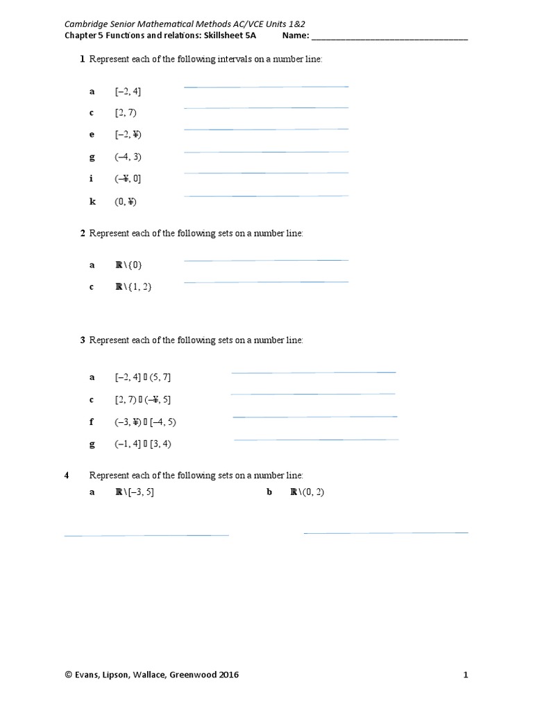 Skillsheet - 05A Set Notation | PDF