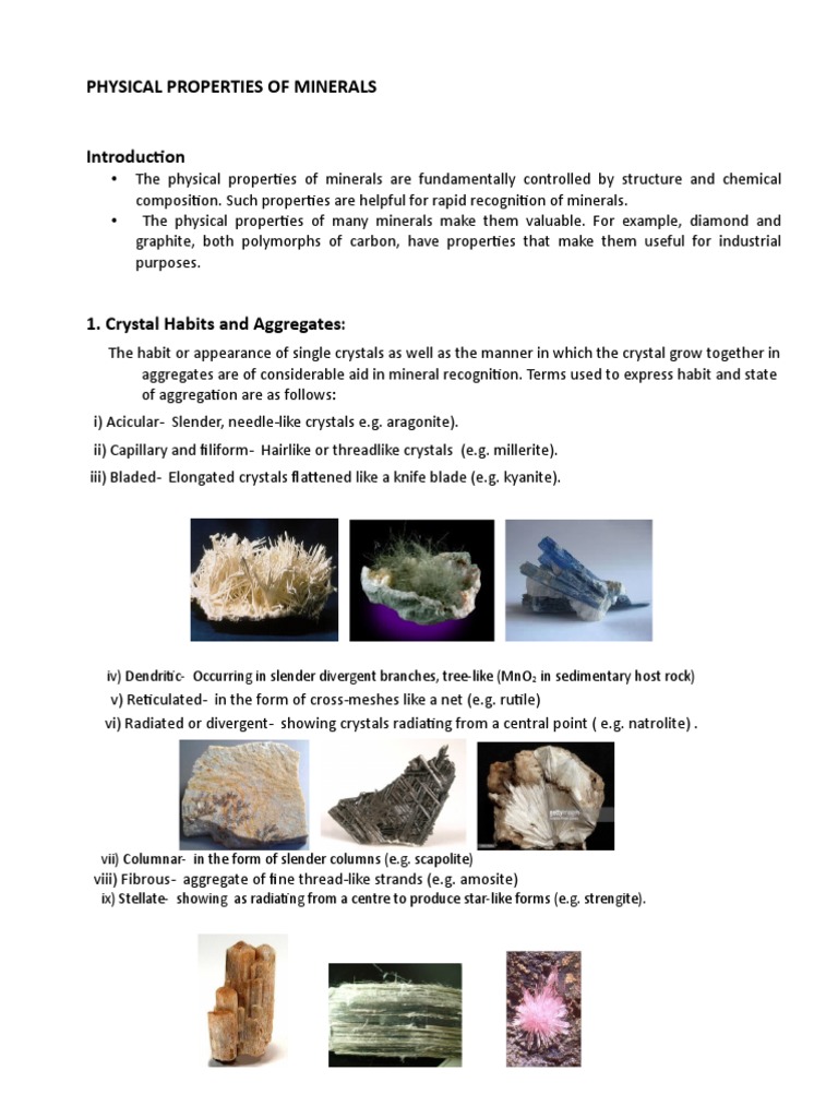 Physical Properties Of Minerals Pdf Minerals Mineralogy
