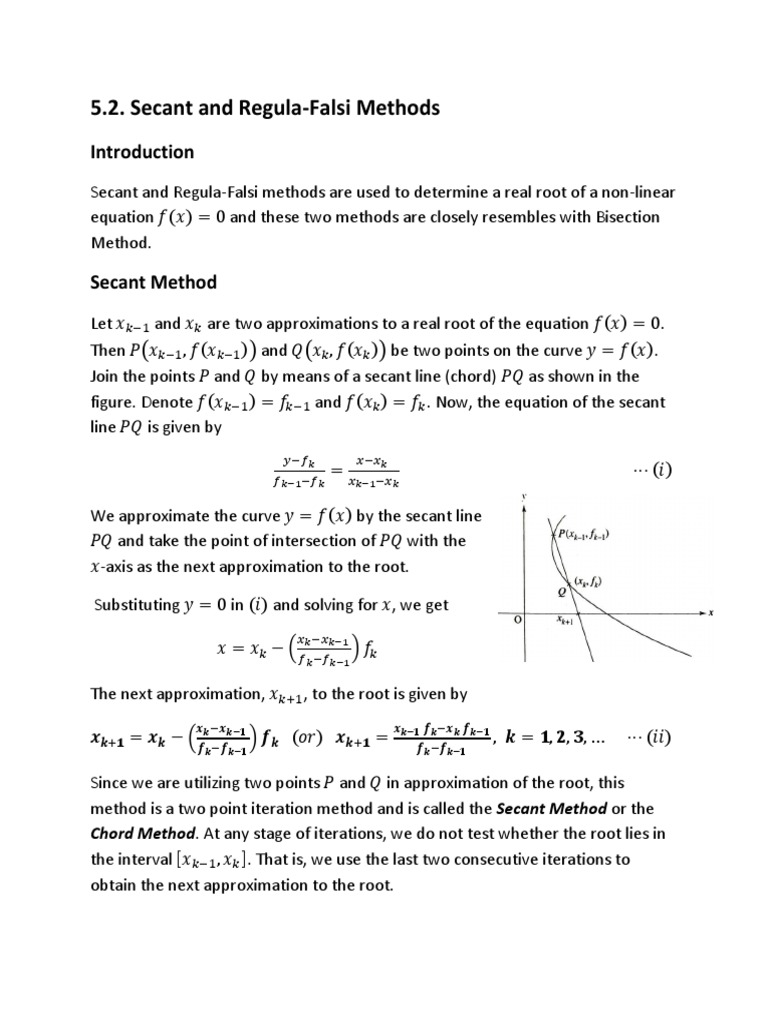 5.2. Secant and Regula-Falsi Methods | PDF | Significant Figures | Numbers