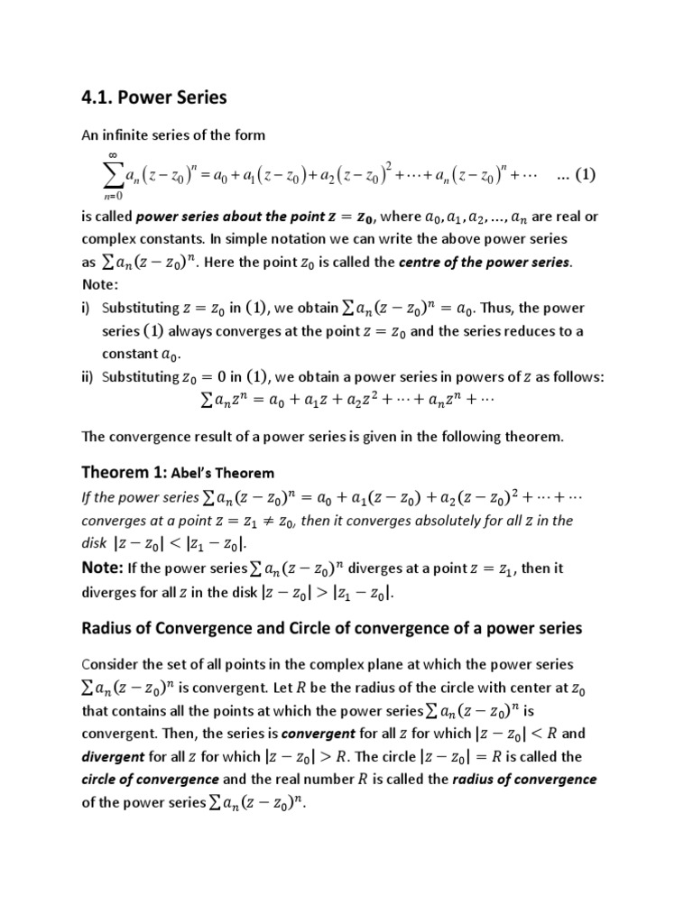 4.1. Power Series | PDF | Power Series | Series (Mathematics)