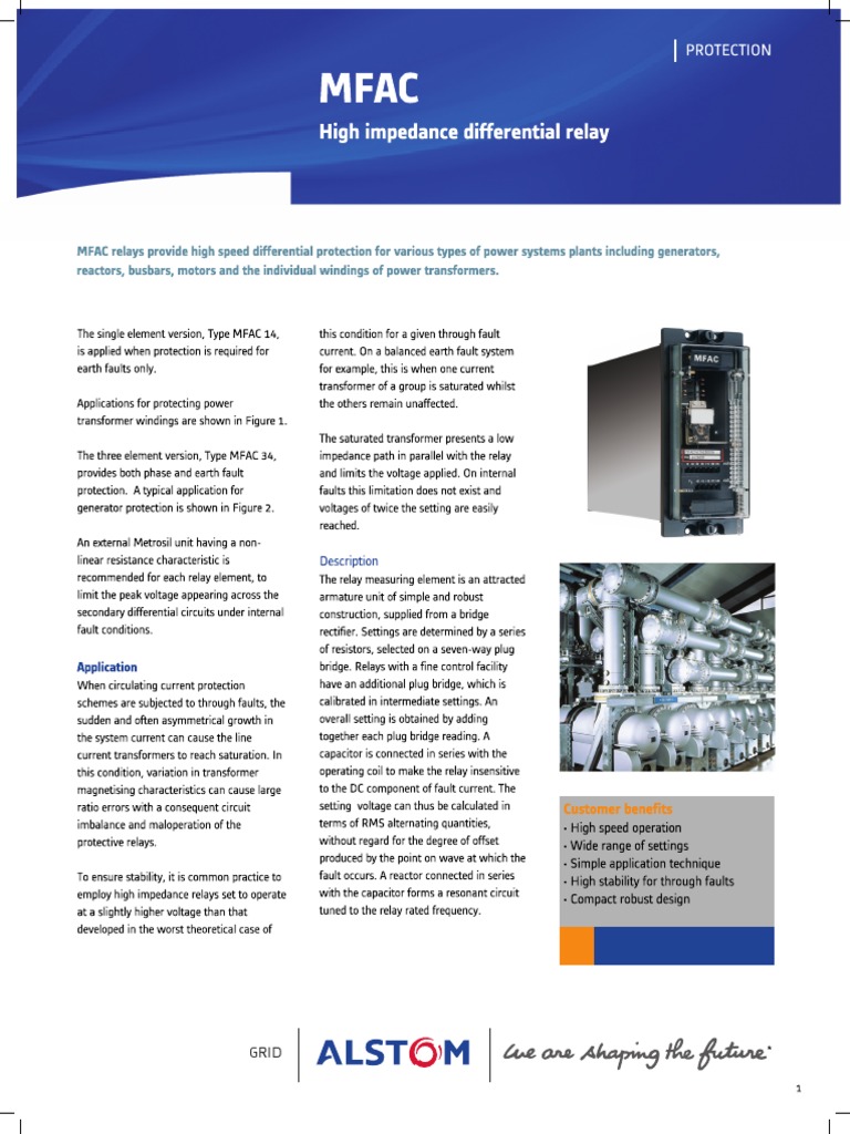 Rơ Le Differential Relay MFAC34 | PDF | Electrical Network | Relay