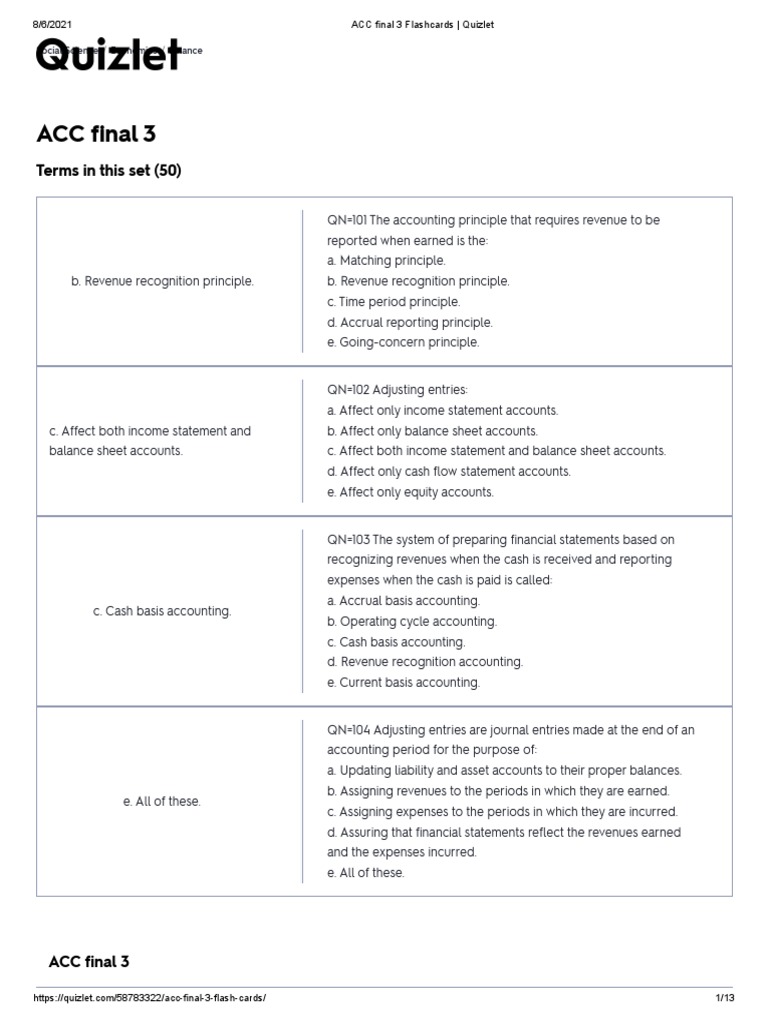 Accounting Adjustments and Principles Quiz | PDF | Debits And Credits ...
