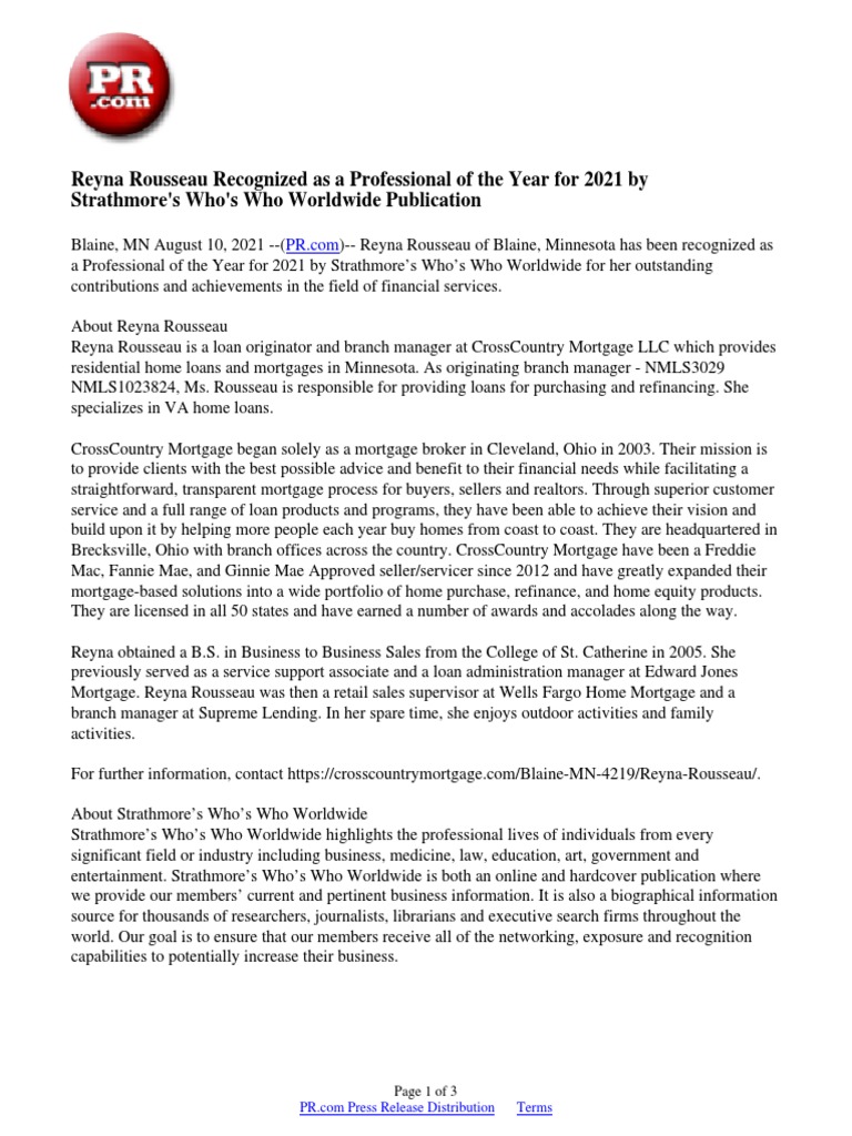 Reyna Rousseau Recognized As A Professional of The Year For 2021 by ...