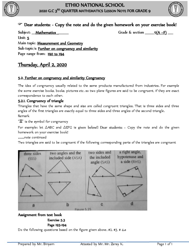 Math Grade 9 - Lesson Note 2 | PDF | Language Arts & Discipline