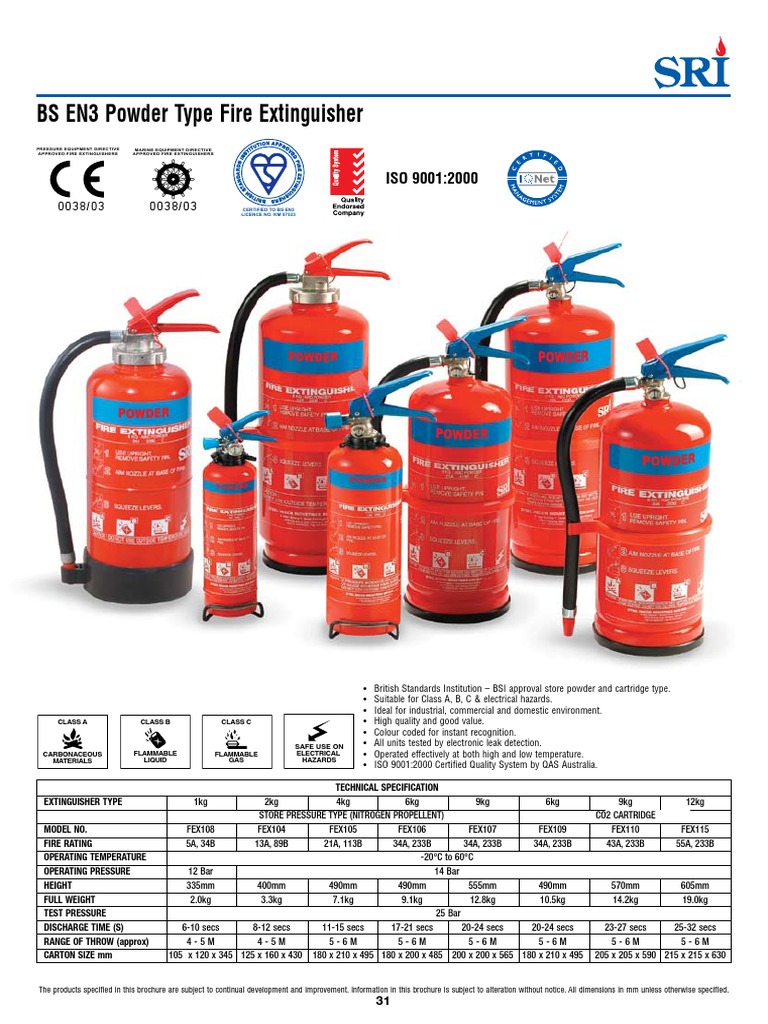 BS EN3 Powder Type Fire Extinguisher: Tion Appro | PDF | Applied And ...