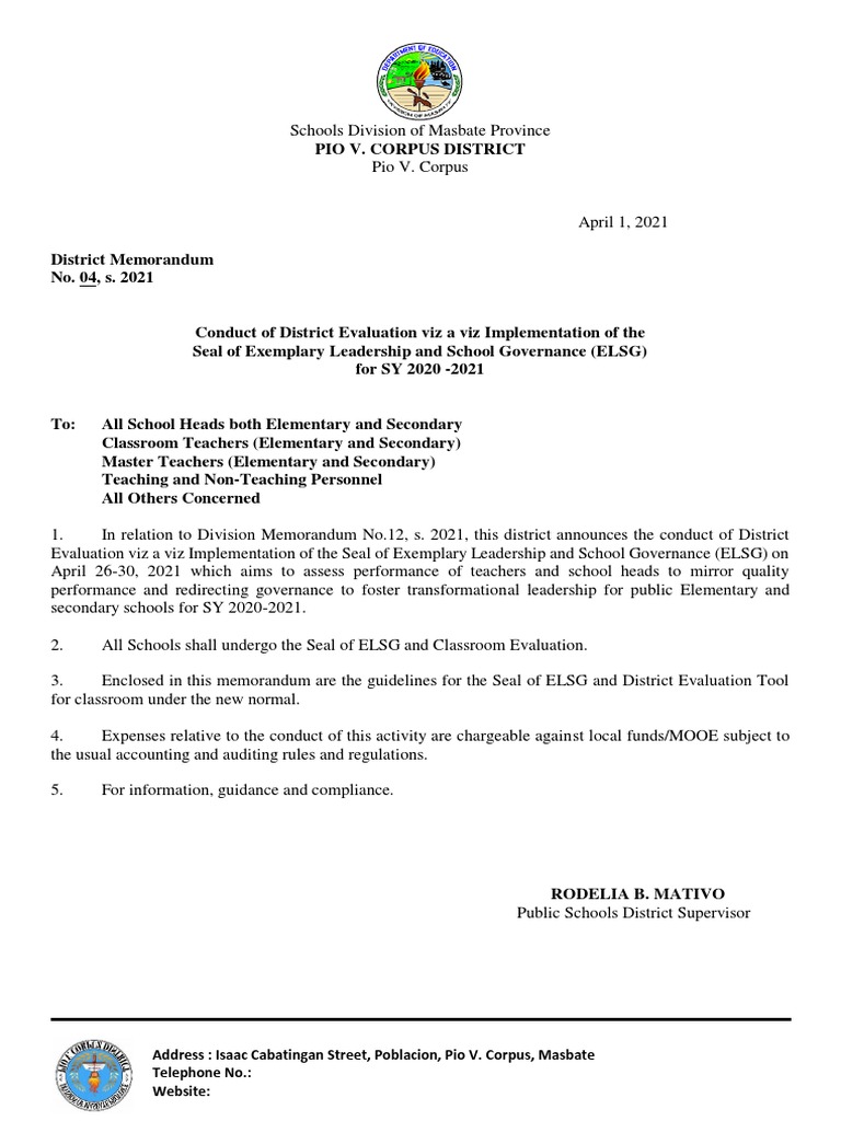 District Memorandum No.04 S. 2021 | PDF | Hand Washing | Hygiene