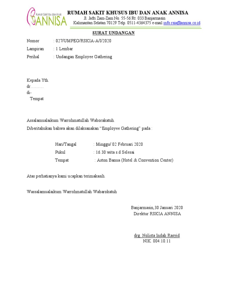 Surat Undangan Employee Gathering | PDF