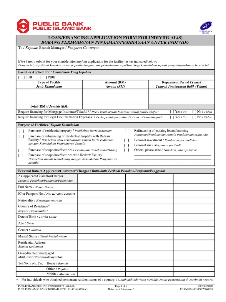 Loan Financing Application Form (Individual) 24072020 | PDF | Finance ...