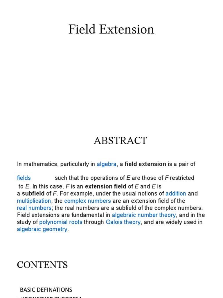 Field Extension | PDF | Field (Mathematics) | Mathematics