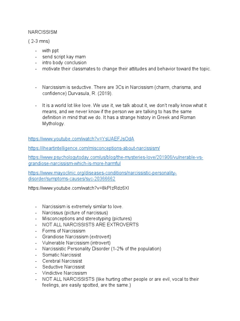 Ted Talk Script | PDF | Narcissism | Behavioural Sciences