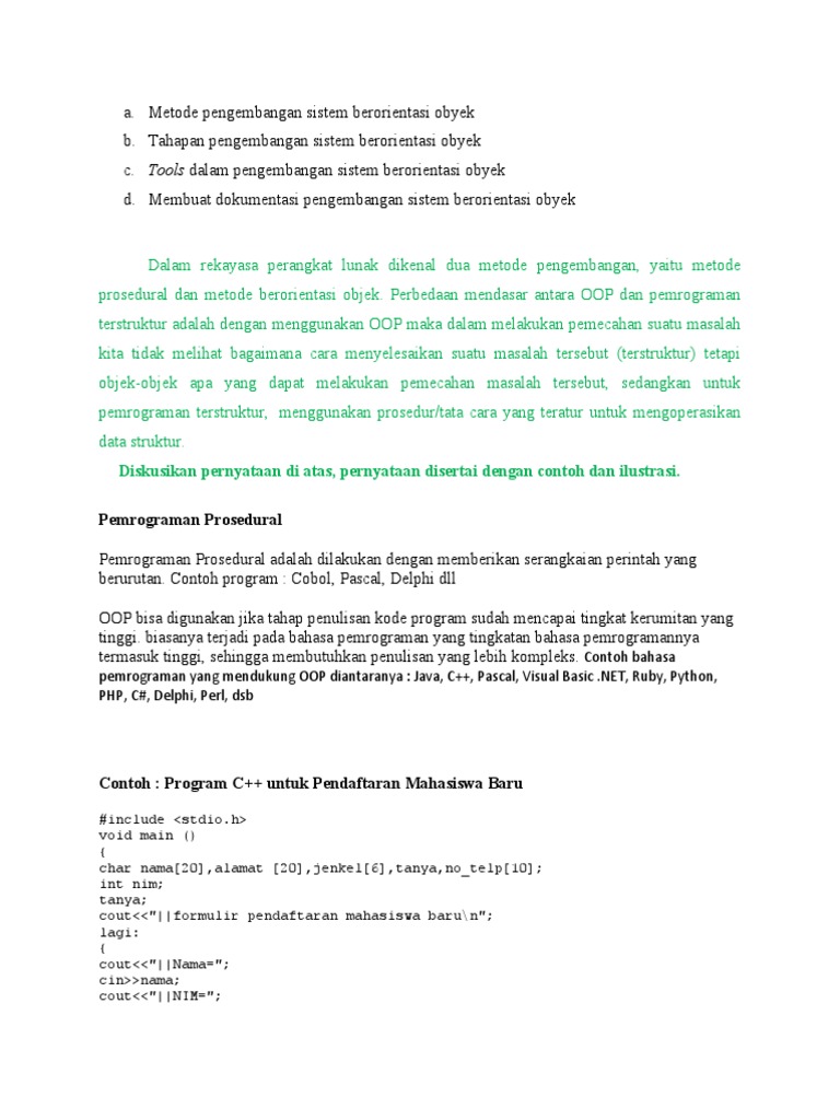 Metode dan Tahapan OOP dalam Pemrograman | PDF