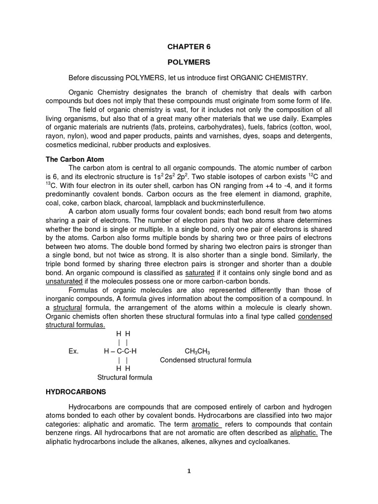 Understanding Organic Polymers and Hydrocarbons | PDF | Alkane | Polymers