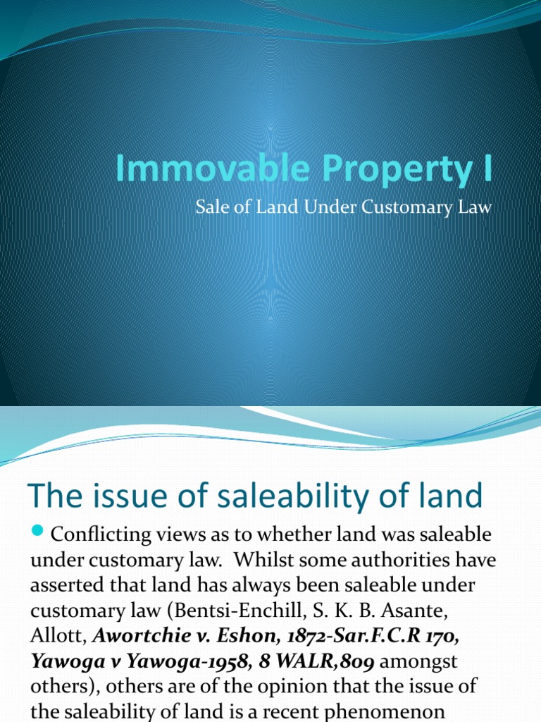 Immovable Property I: Sale of Land Under Customary Law | PDF ...