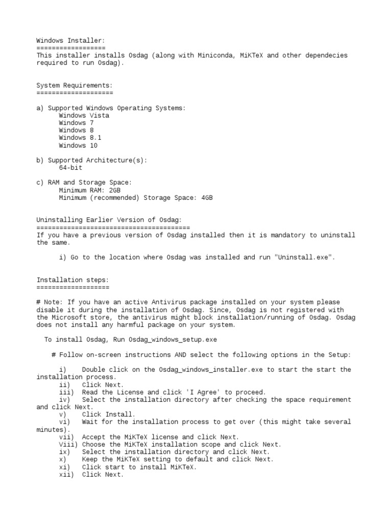 README Osdag Windows Installer V2021 02 A A12f | PDF
