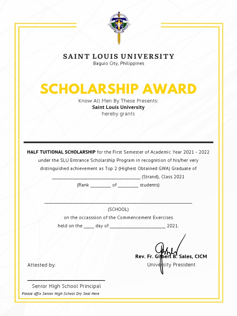 Scholarship Awards 2021 For Top 2 | PDF