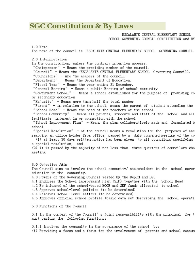 SGC Roles and Responsibilities | PDF | Elections | Quorum